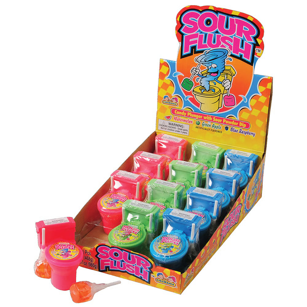 Kidsmania Sour Flush Candy Toilet with Sour Powder Dip 12ct – Candy ...