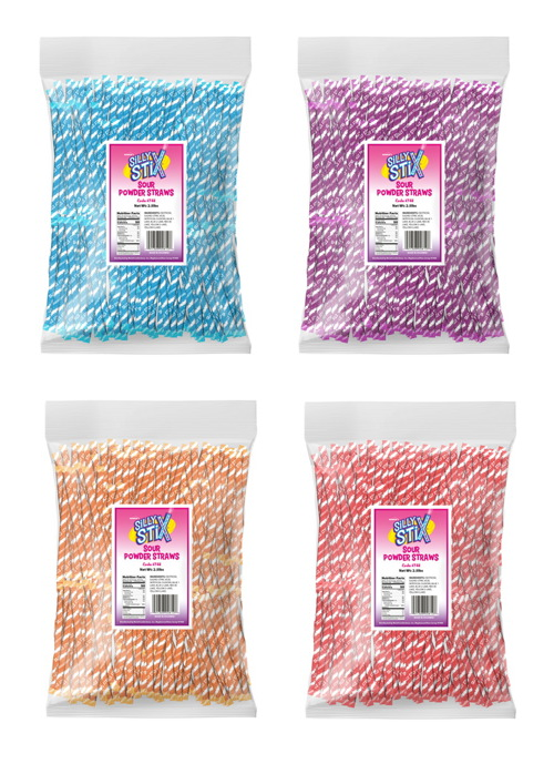 World Silly Stix Sour Powder Candy Paper Straws 4/2.5lb case – Candy ...